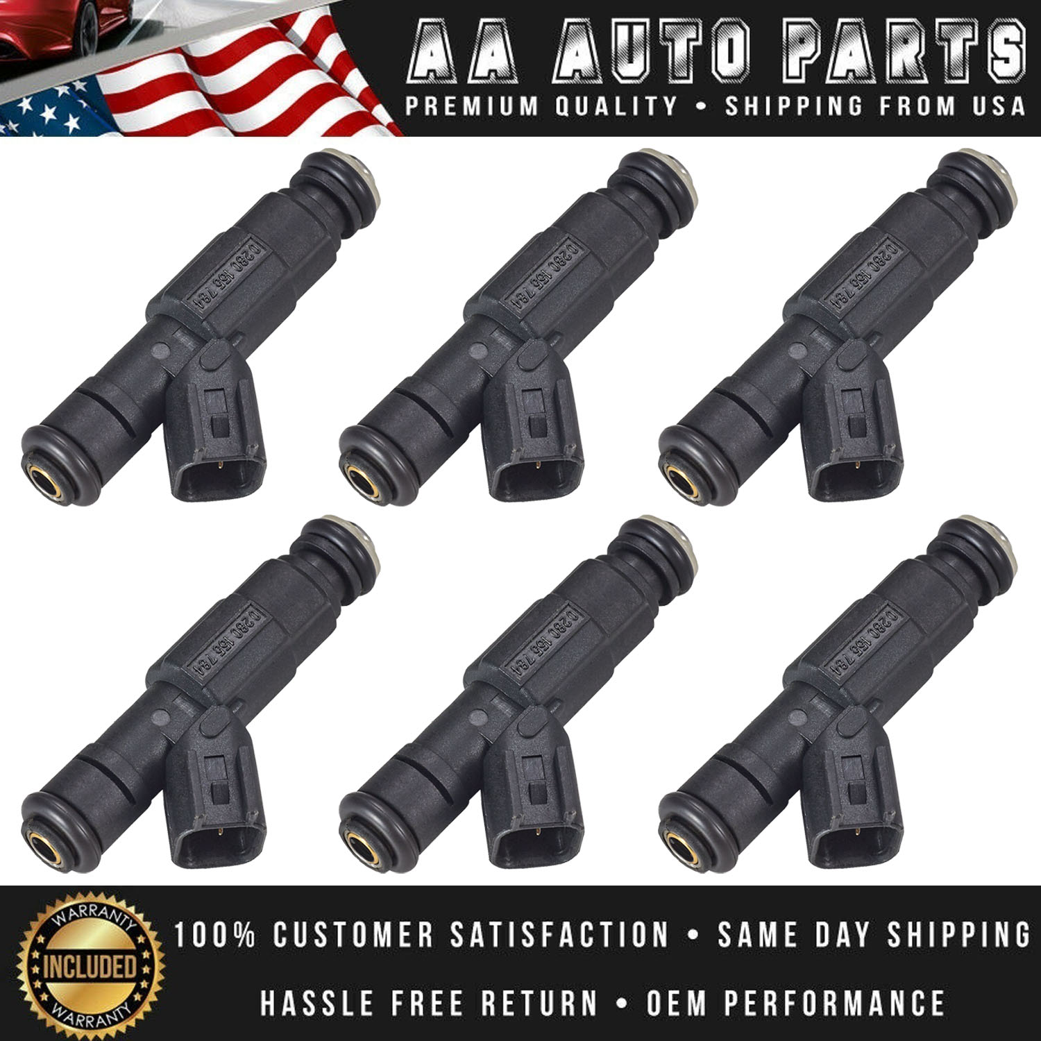 6pcs Fuel Injectors fit 1999-2004 Jeep Cherokee Wrangler l6 4.0L ...